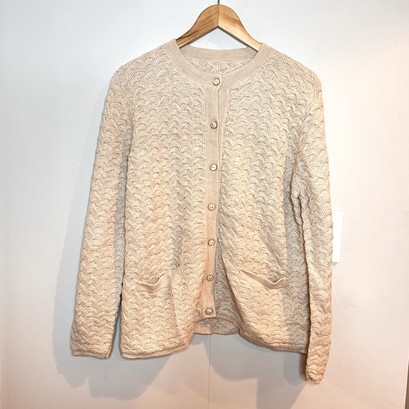 Sweaters | Vintage Minimalist Neutral Textured Knit Cardigan Sweater ...